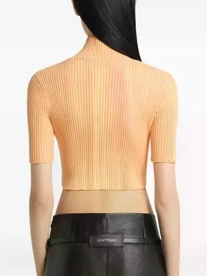 COURREGES Ribbed Knit Turtleneck Cropped Top