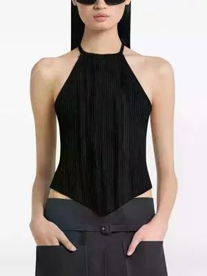 COURREGES Ribbed Knit Top - Black