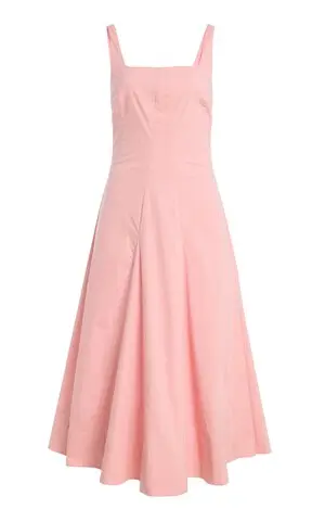STAUD Willow Stretch-Cotton Midi Dress