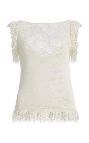 Paris Georgia Fringe Cotton Top - White
