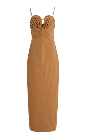 Significant Other Quentin Sculpted Cotton-blend Maxi Dress - Brown
