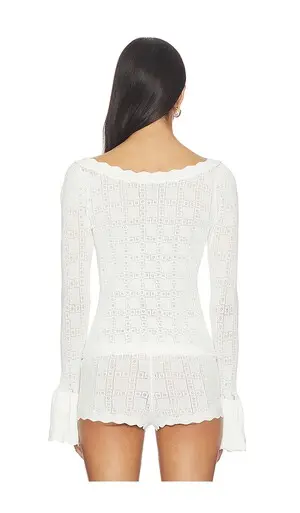 For Love & Lemons Bayberry Pointelle Knit Top