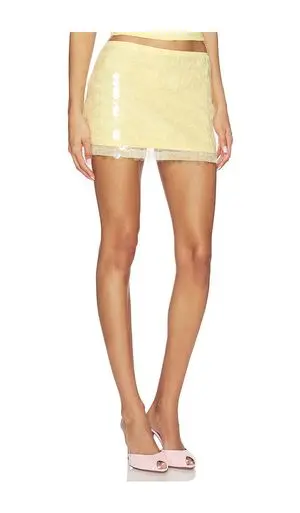 SNDYS Calena Micro Mini Skirt In Lemon