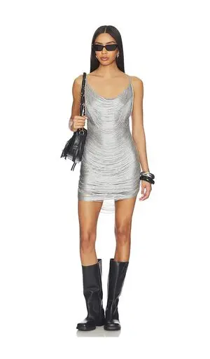 Superdown Bronya Mini Dress In Metallic Silver