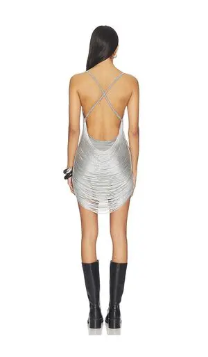Superdown Bronya Mini Dress In Metallic Silver