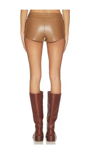 Superdown Faux Leather Shorts - Tan