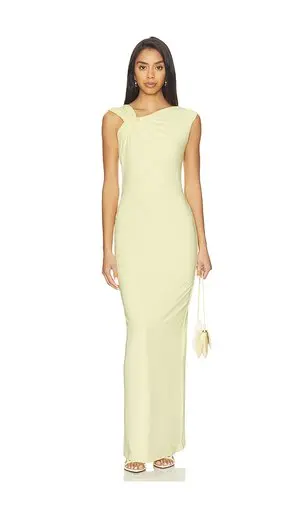 SNDYS Mariella Jersey Maxi Dress In Lemon - Panna Cotta