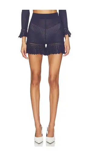 SELF-PORTRAIT Knit Shorts - Navy