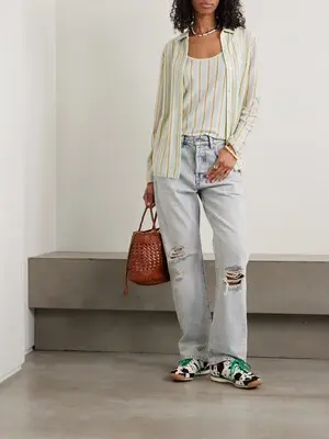 Guest In Residence Showtime Striped Cashmere Shirt - Yellow