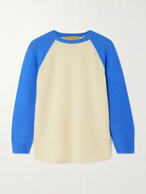 Guest In Residence Two-tone Cashmere Baseball Sweater