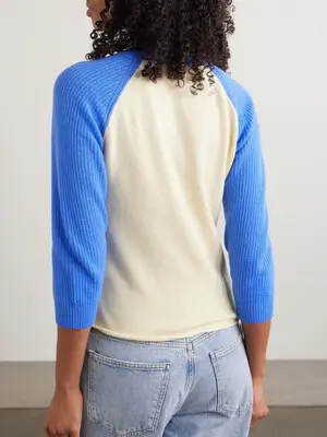 Guest In Residence Two-tone Cashmere Baseball Sweater