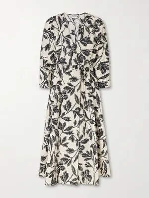 Max Mara Floral-print Cotton-poplin Wrap Midi Dress