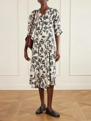 Max Mara Floral-print Cotton-poplin Wrap Midi Dress