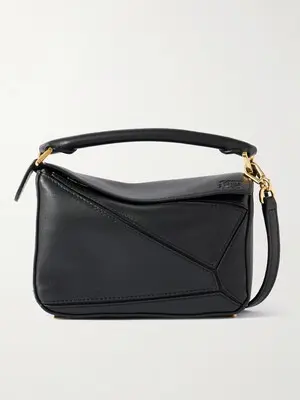 Loewe Featherlight Puzzle Mini Textured-leather Shoulder Bag - Black