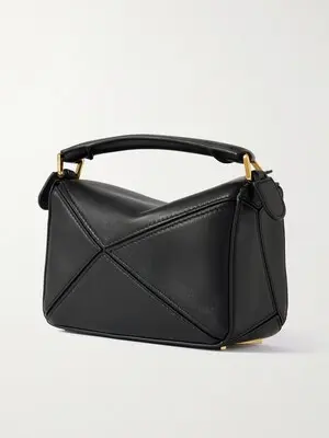 Loewe Featherlight Puzzle Mini Textured-leather Shoulder Bag - Black