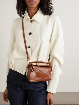 Loewe Featherlight Puzzle Mini Textured-leather Shoulder Bag - Brown