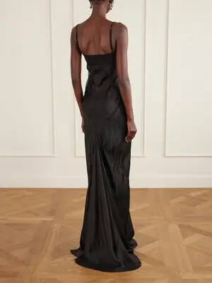 Rick Owens Tulle-paneled Satin Maxi Dress