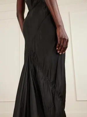 Rick Owens Tulle-paneled Satin Maxi Dress