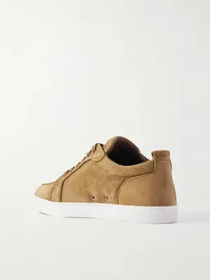 CHRISTIAN LOUBOUTIN Rantulow Orlato Grosgrain-trimmed Suede Sneakers - Brown