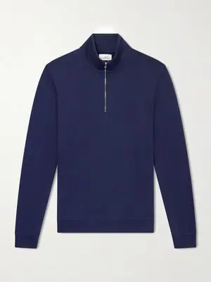 Mr P. Cotton Half-zip Sweater - Blue