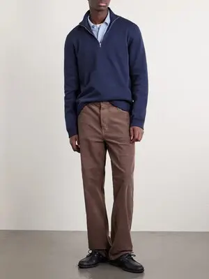 Mr P. Cotton Half-zip Sweater - Blue