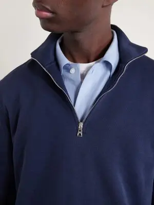 Mr P. Cotton Half-zip Sweater - Blue