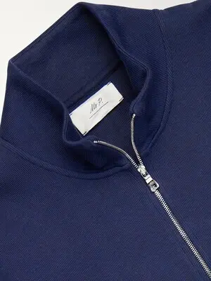 Mr P. Cotton Half-zip Sweater - Blue