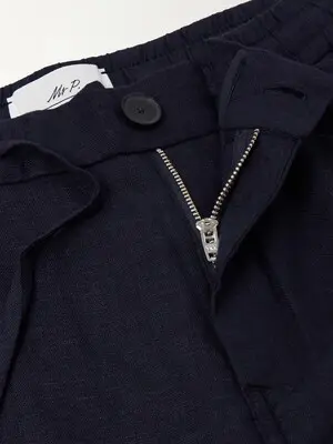 Mr P. James Tapered Linen Cargo Trousers - Blue