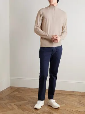 Peter Millar Excursionist Flex Merino Wool-blend Half-zip Sweater - Neutrals