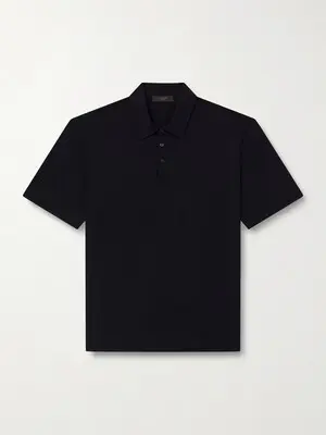 SLOWEAR Cotton And Silk-blend Jersey Polo Shirt - Black