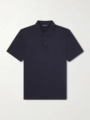 SLOWEAR Cotton And Silk-blend Jersey Polo Shirt - Blue