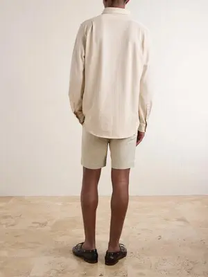 Polo Ralph Lauren Logo-embroidered Houndstooth Cotton-jersey Shirt - Neutrals