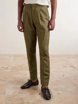 Officine Générale Tapered Lyocell, Linen And Cotton-blend Trousers