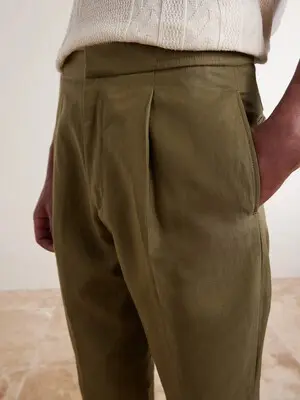 Officine Générale Tapered Lyocell, Linen And Cotton-blend Trousers
