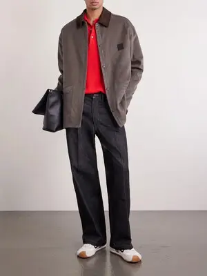Loewe Logo-appliquéd Corduroy-trimmed Woven Overshirt - Brown