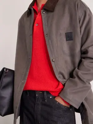 Loewe Logo-appliquéd Corduroy-trimmed Woven Overshirt - Brown