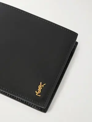 Saint Laurent Logo-embellished Leather Bifold Wallet With Money Clip - Black