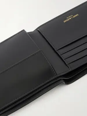 Saint Laurent Logo-embellished Leather Bifold Wallet With Money Clip - Black