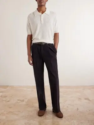 PIACENZA CASHMERE 1733 Silk And Linen-blend Polo Shirt - Neutrals