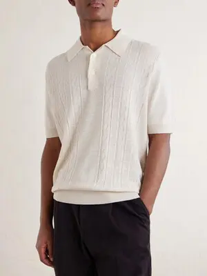 PIACENZA CASHMERE 1733 Silk And Linen-blend Polo Shirt - Neutrals