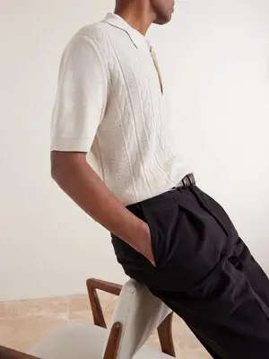 PIACENZA CASHMERE 1733 Silk And Linen-blend Polo Shirt - Neutrals