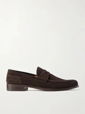 Mr P. Split-toe Suede Penny Loafers - Brown
