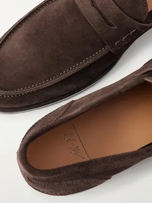 Mr P. Split-toe Suede Penny Loafers - Brown