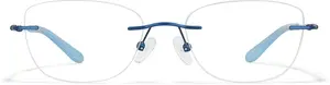 Zenni Rectangle Flex Titanium Rimless Eyeglasses - Blue
