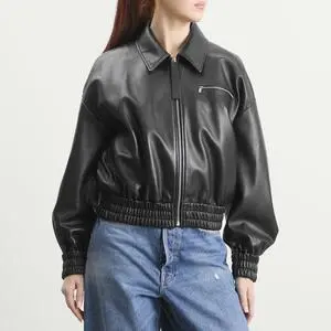 JIL SANDER Leather Bomber Jacket