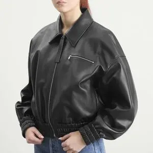 JIL SANDER Leather Bomber Jacket