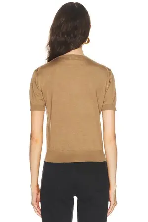 Saint Laurent Short Sleeve Pullover Sweater - Camel Clair