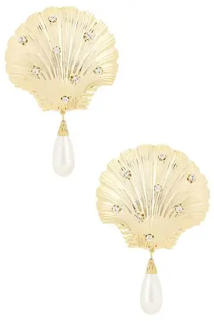 ROWEN ROSE Shell Earrings - Gold & Crystal