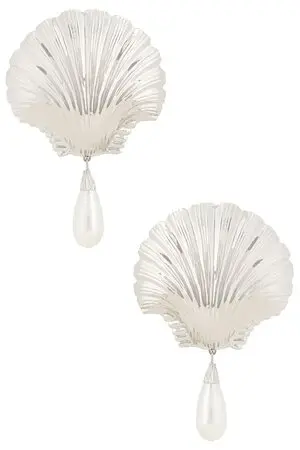 ROWEN ROSE Shell Earrings - Silver & White