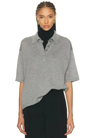Sprwmn Oversized Cashmere Polo Top